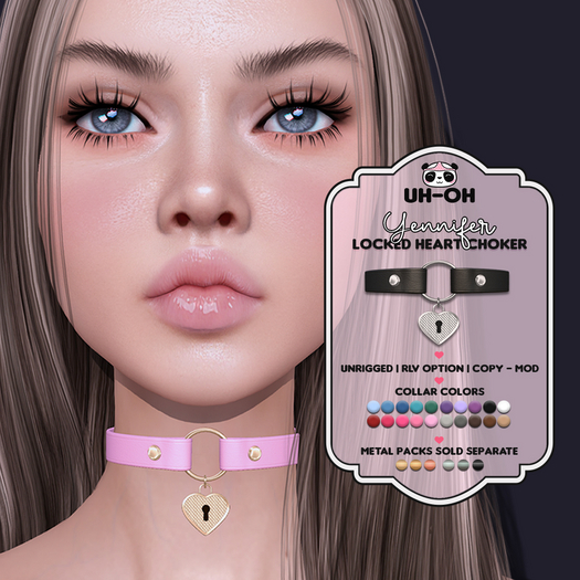 Second Life Marketplace - uh-oh: Yennifer Locked Heart Collar (Silvers) - Unrigged - RLV ...